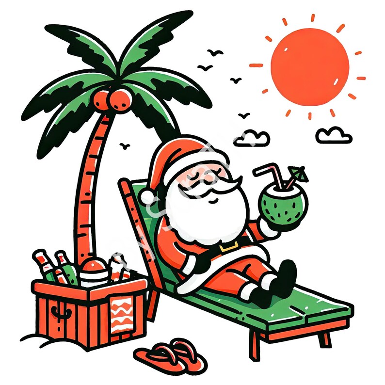 Santa Claus Sunbathing PNG, Funny Santa Clipart, Funny Christmas PNG ...