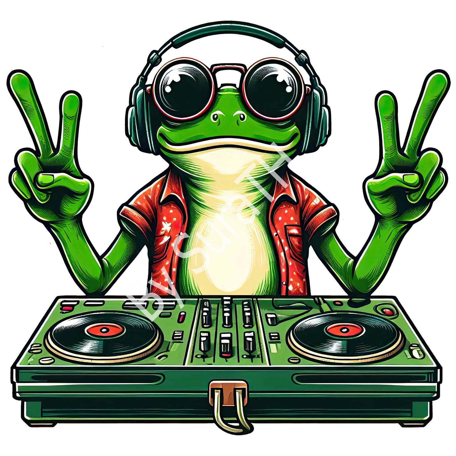 Frog DJ PNG, Funny Frog Clipart, Frog Headphone, Cool Frog, Digital ...