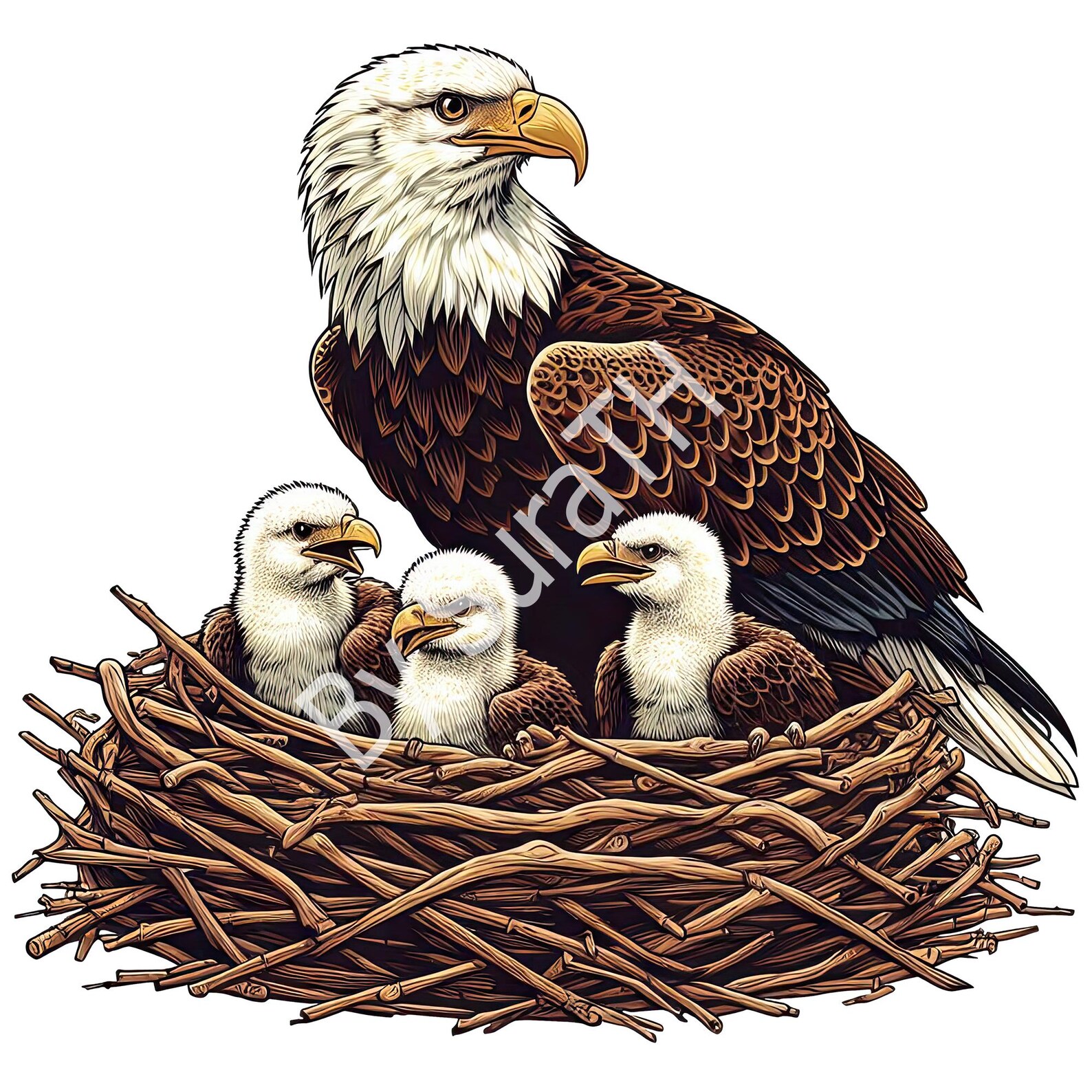 Eagle Family PNG, 4 PNG, Eagle Family in the Nest Clipart, Cute Eagle ...