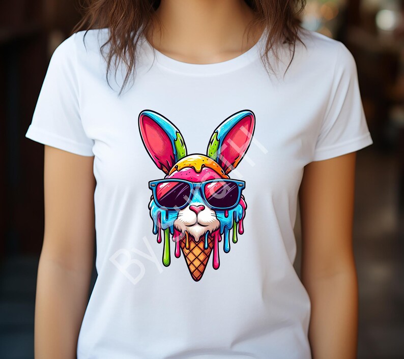 Easter Bunny Ice Cream Drip PNG, Colorful Bunny Easter Day, Rabbit Ice ...