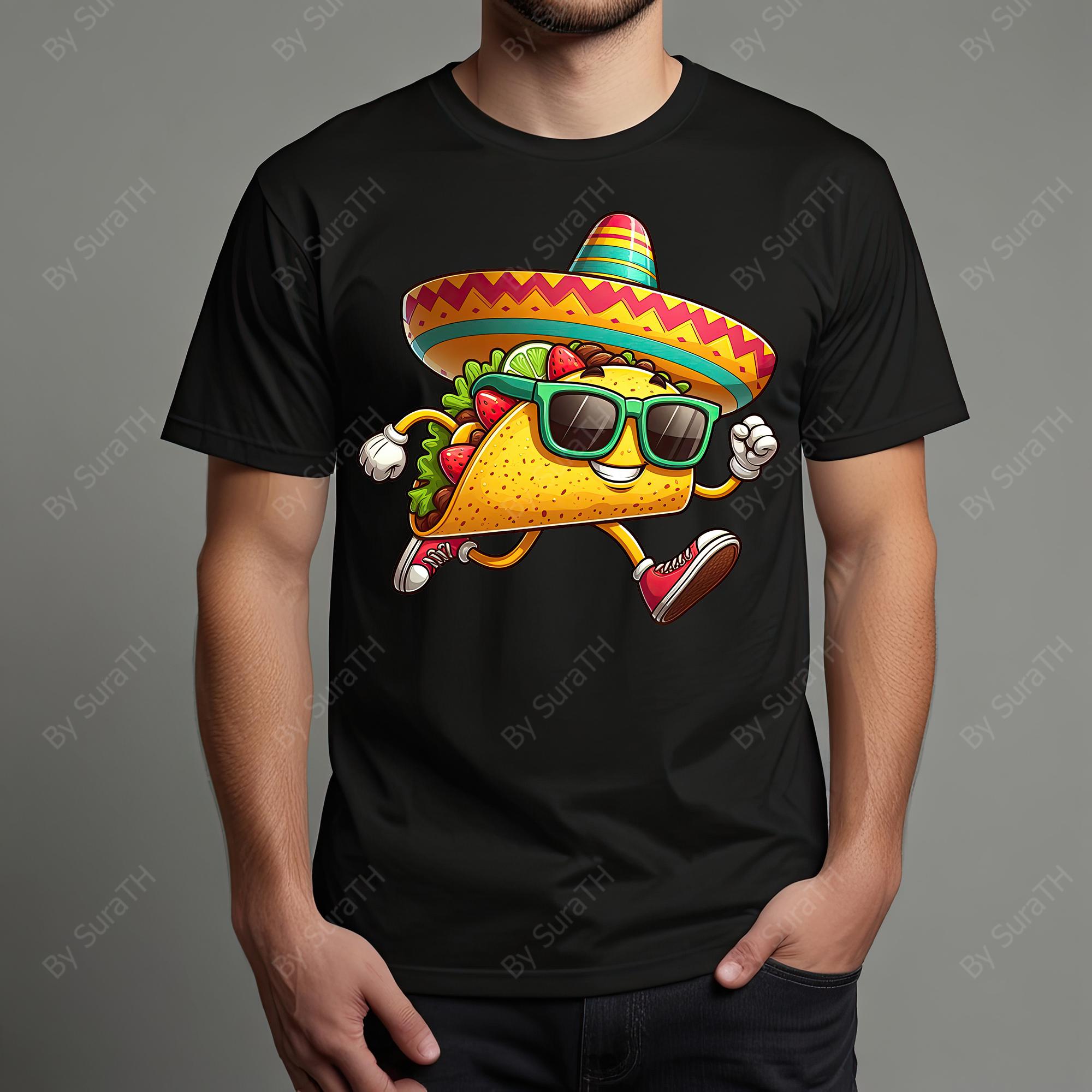 Funny Taco PNG: Running Taco With Sombrero, Digital Download ...