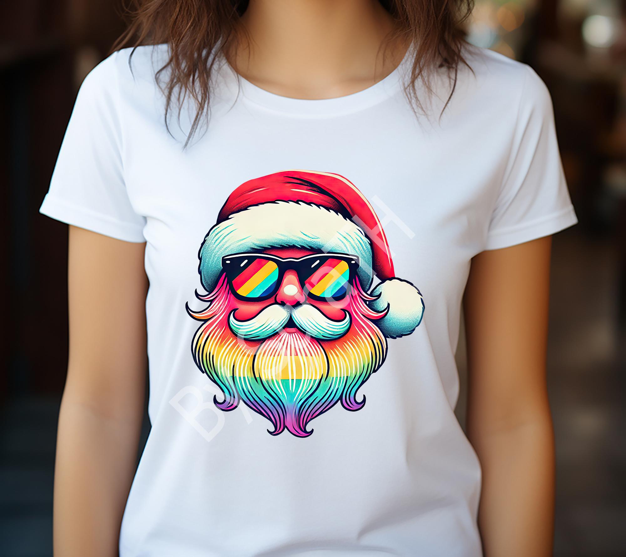 Colorful Santa PNG, Santa Face Clipart, Retro Cool Santa, Santa Claus ...