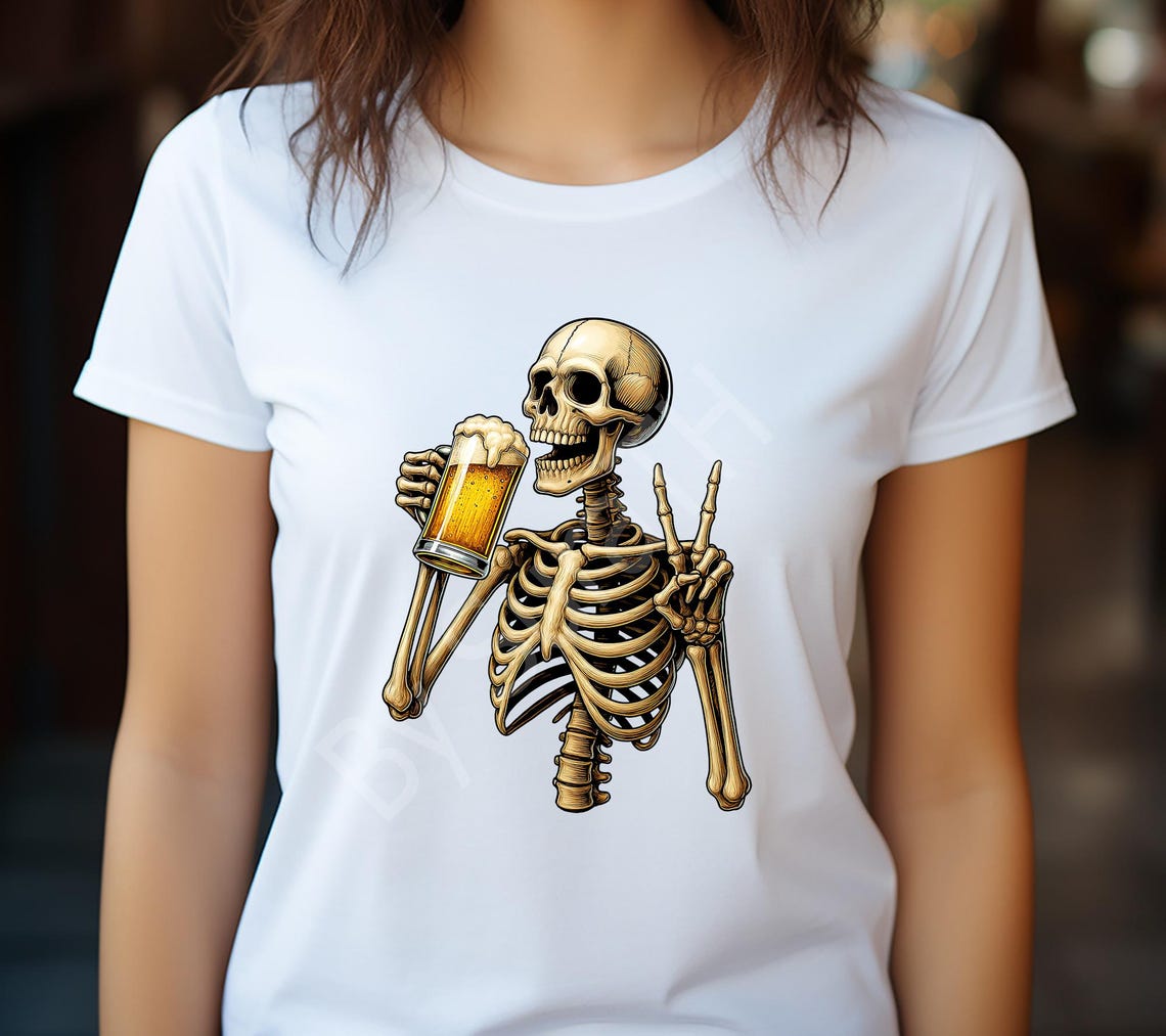 Skeleton Drinking Beer PNG, Funny Halloween, Skull Clipart, Digital ...