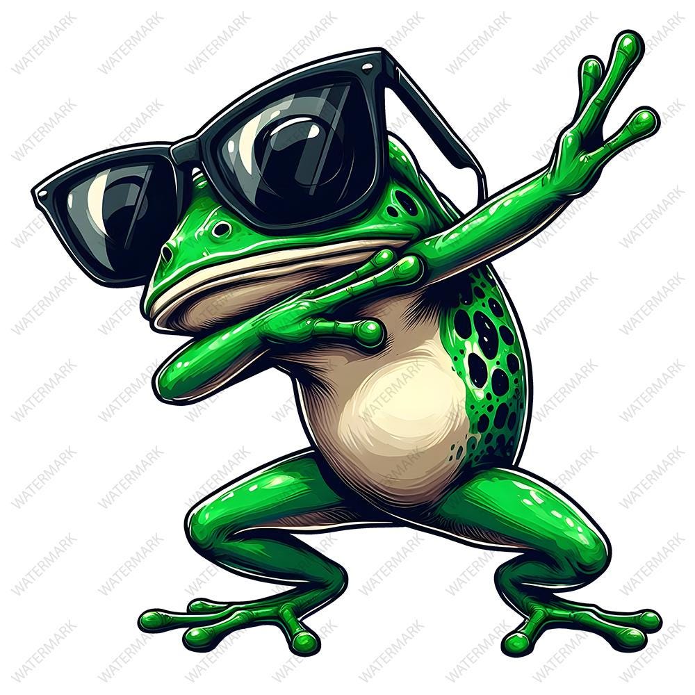 Dabbing Frog Clipart, Cool Frog With Sunglasses (PNG) - Etsy