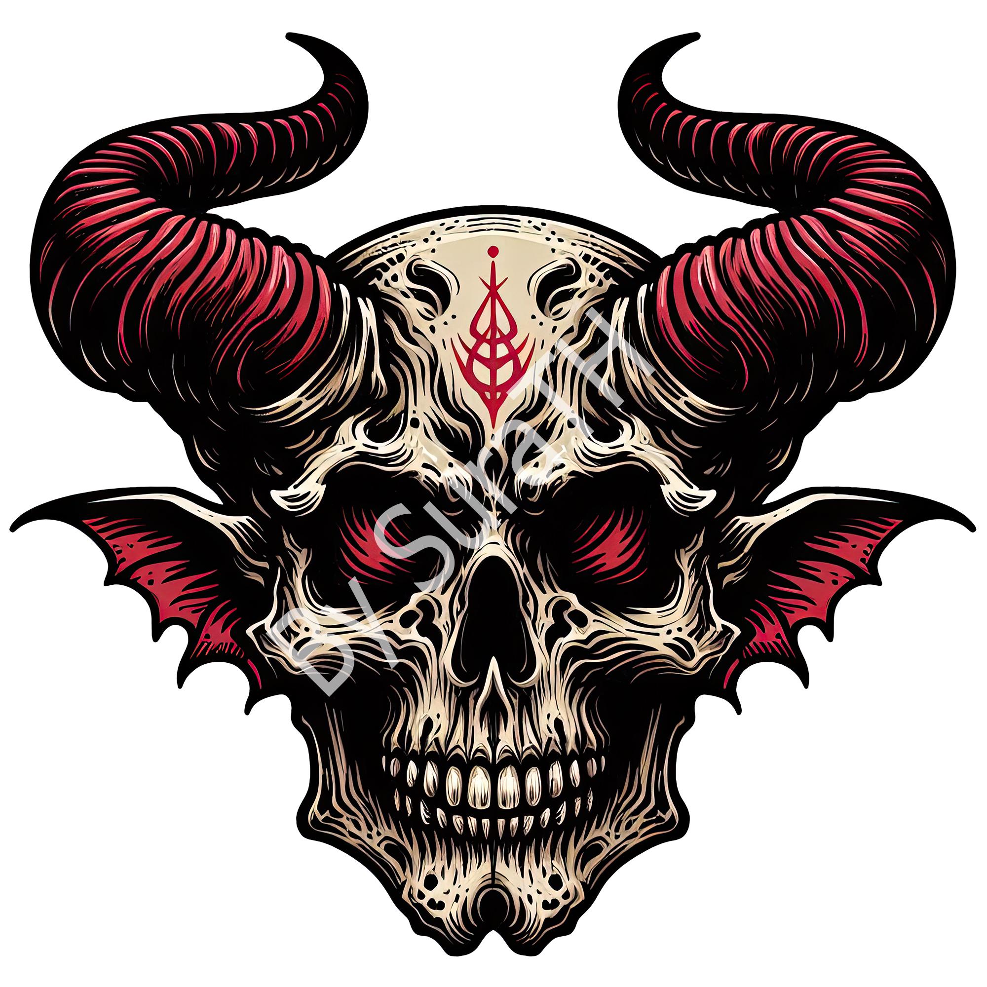 Demon Skull PNG, 10 PNG, Demon Skull Clipart, Devil Skull, Scary Skull ...