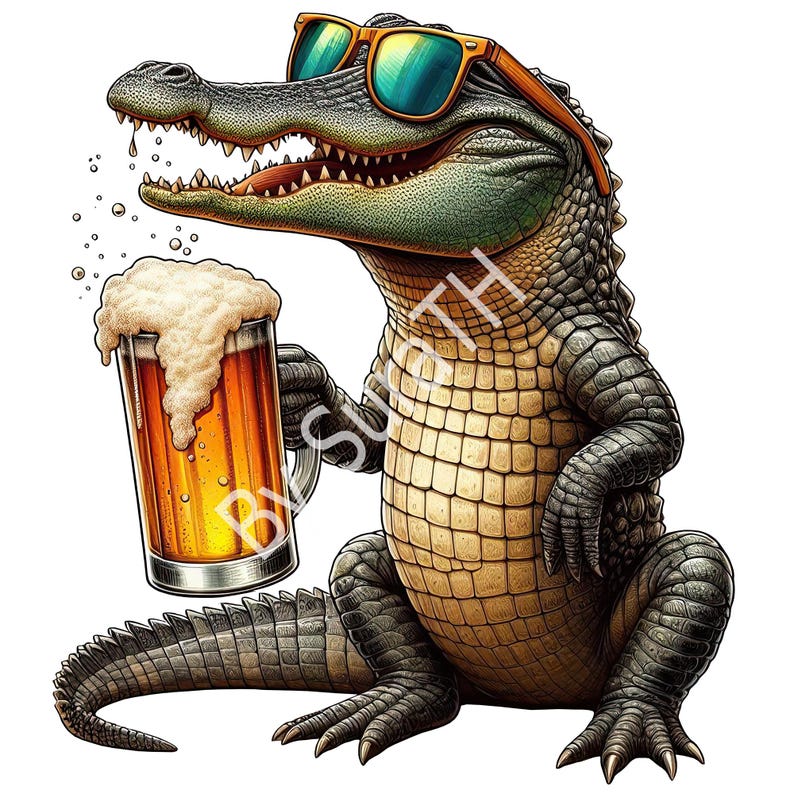 Alligator Holding A Beer, 7 PNG, Crocodile Drinking Beer, Funny ...