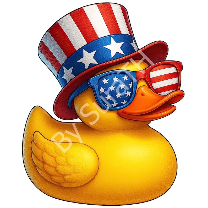 Rubber Duck PNG, Yellow Duck American Flag, 4th of July, Digital ...