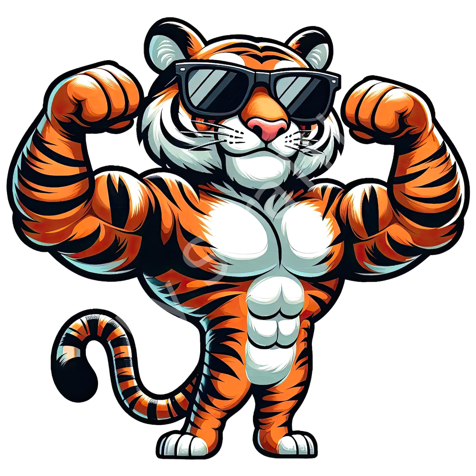 Muscle Tiger PNG: Funny Animals Clipart, Tiger Cartoon, Digital ...