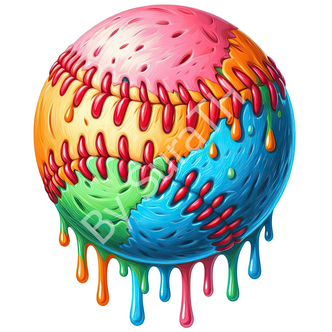 Baseball Drip PNG, Colorful Baseball Clipart, Digital Download ...