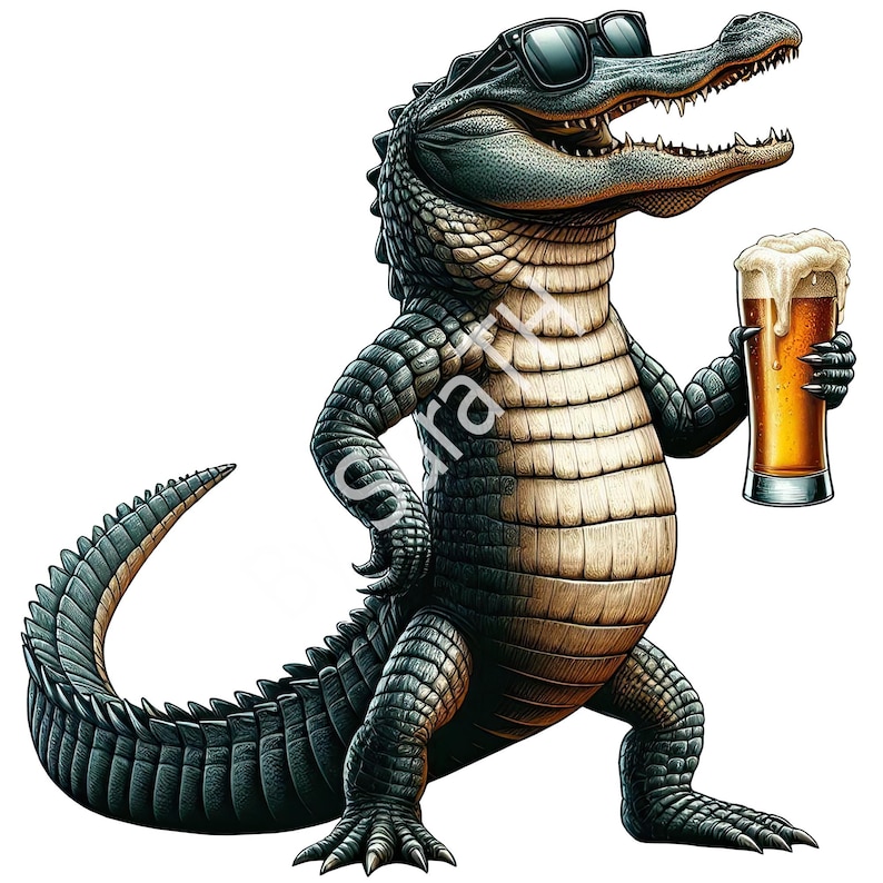 Alligator Holding A Beer, 7 PNG, Crocodile Drinking Beer, Funny ...