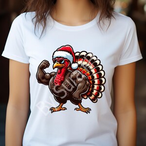 Funny Christmas Turkey Flexing, Santa Hat PNG (digital Download) - Etsy