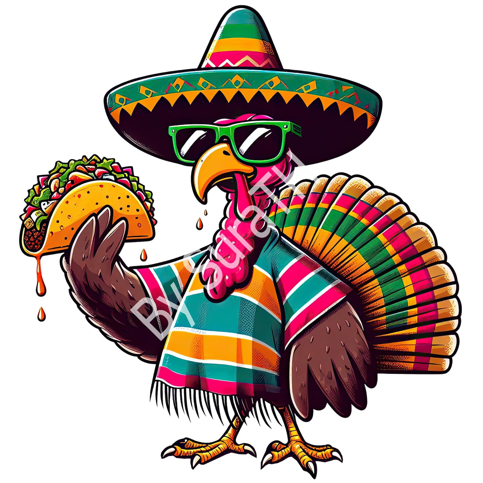 Turkey Eat Tacos PNG, Funny Mexican Thanksgiving, Turkey Sombrero ...