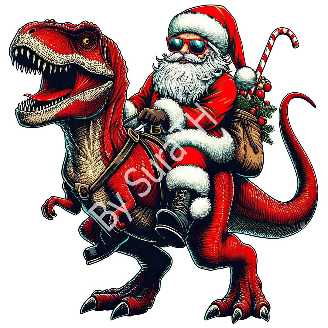 Funny Santa Riding T-rex Clipart, Christmas PNG (digital Download) - Etsy