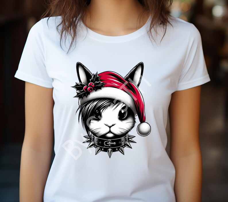Emo Rabbit Christmas PNG, Punk Rabbit Clipart, Emo Bunny Digital ...