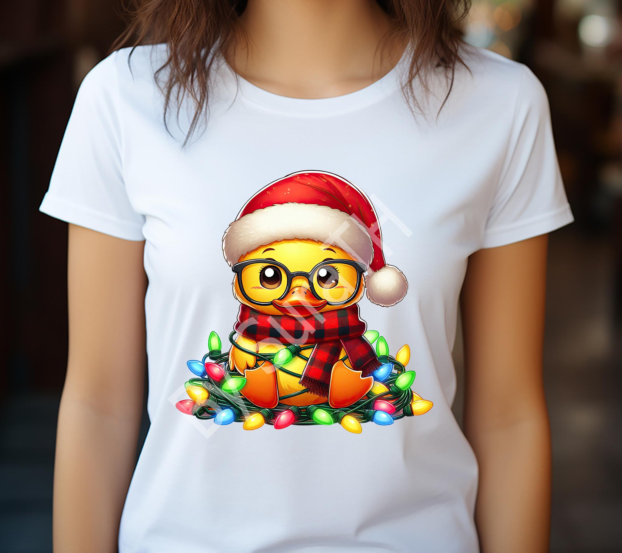 Cute Duck Christmas Lights PNG, Santa Yellow Duck Clipart, Funny Duck ...