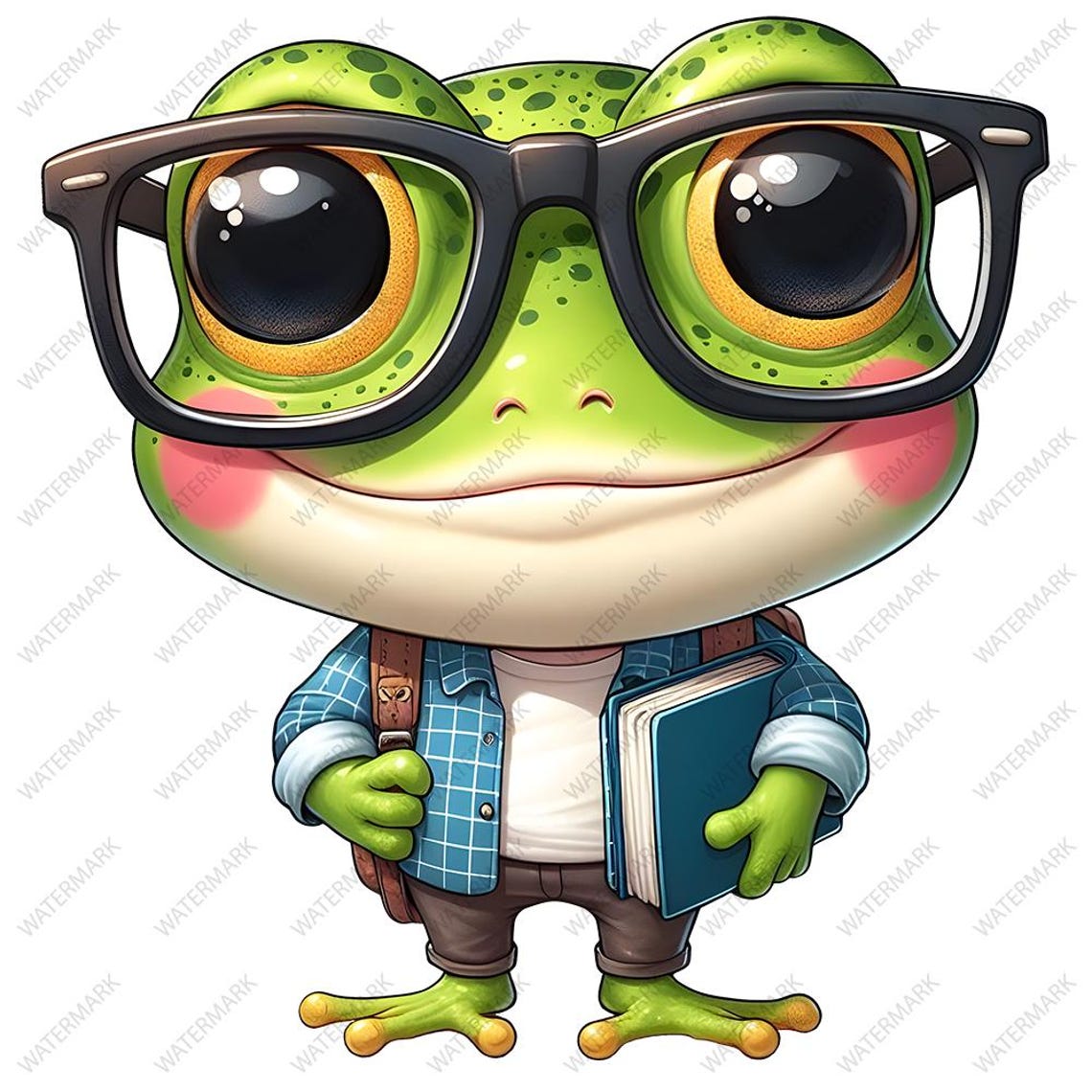 Nerd Frog PNG, Frog Clipart, Cool Frog PNG, Bookworm Frog, Cute Frog ...