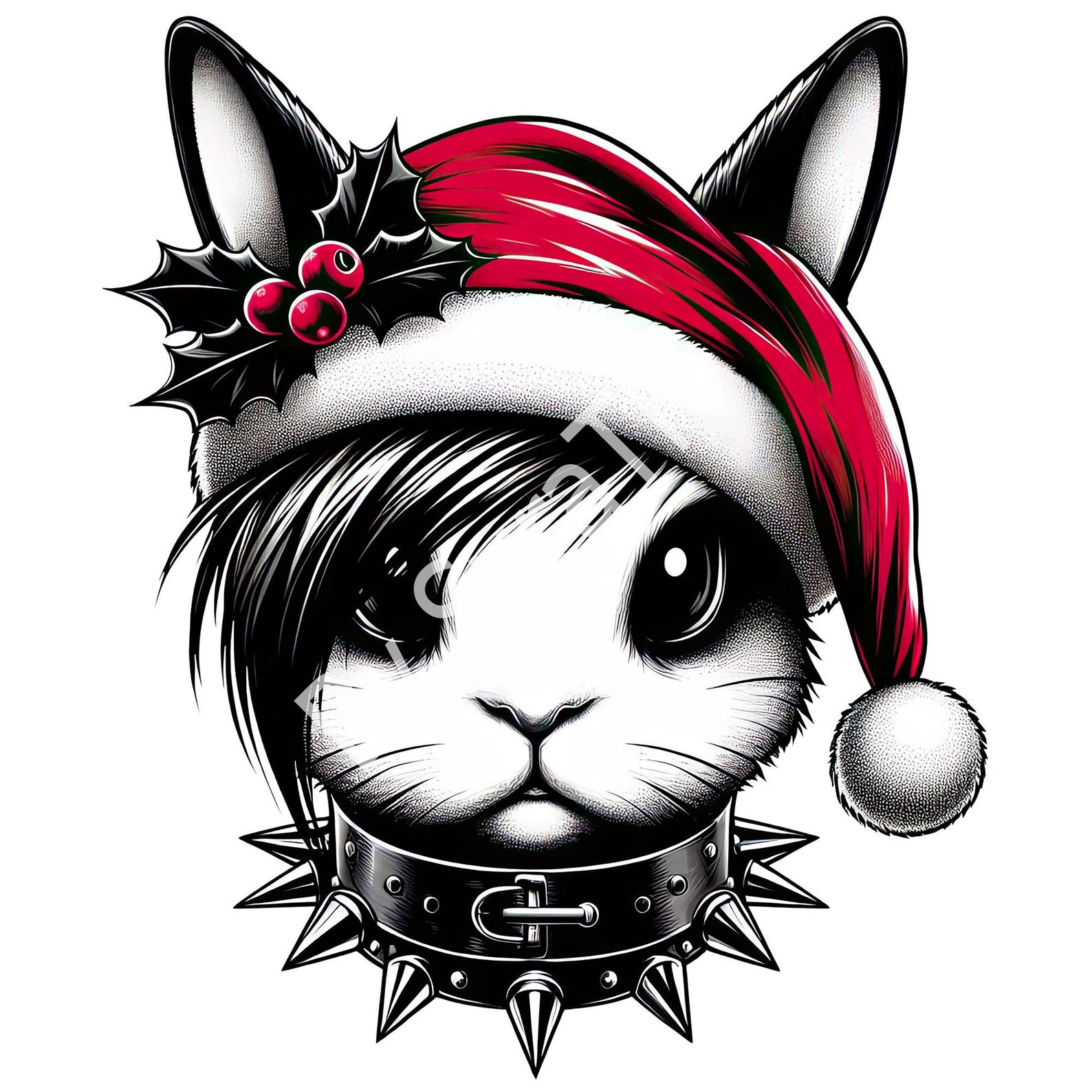 Emo Rabbit Christmas PNG, Punk Rabbit Clipart, Emo Bunny Digital ...
