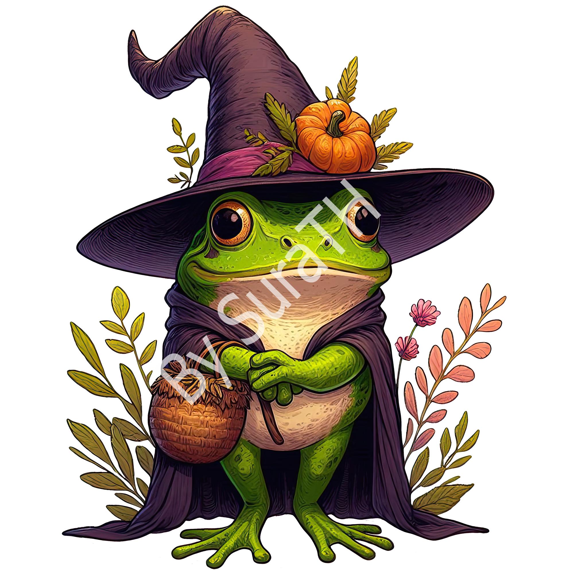 Cottagecore Frog PNG, Cute Frog Clipart, Witch Frog PNG, Funny Frog ...