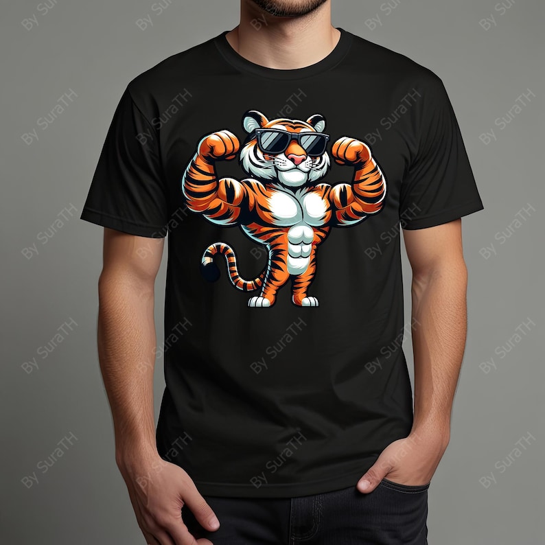 Muscle Tiger PNG: Funny Animals Clipart, Tiger Cartoon, Digital ...