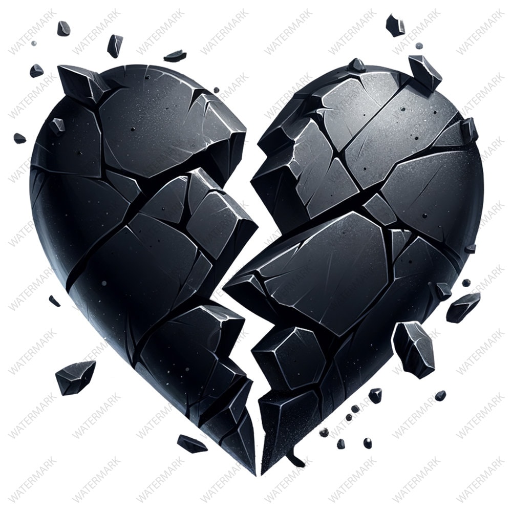 Broken Black Heart Clipart, Broken Black Heart PNG, Valentine Heart PNG ...
