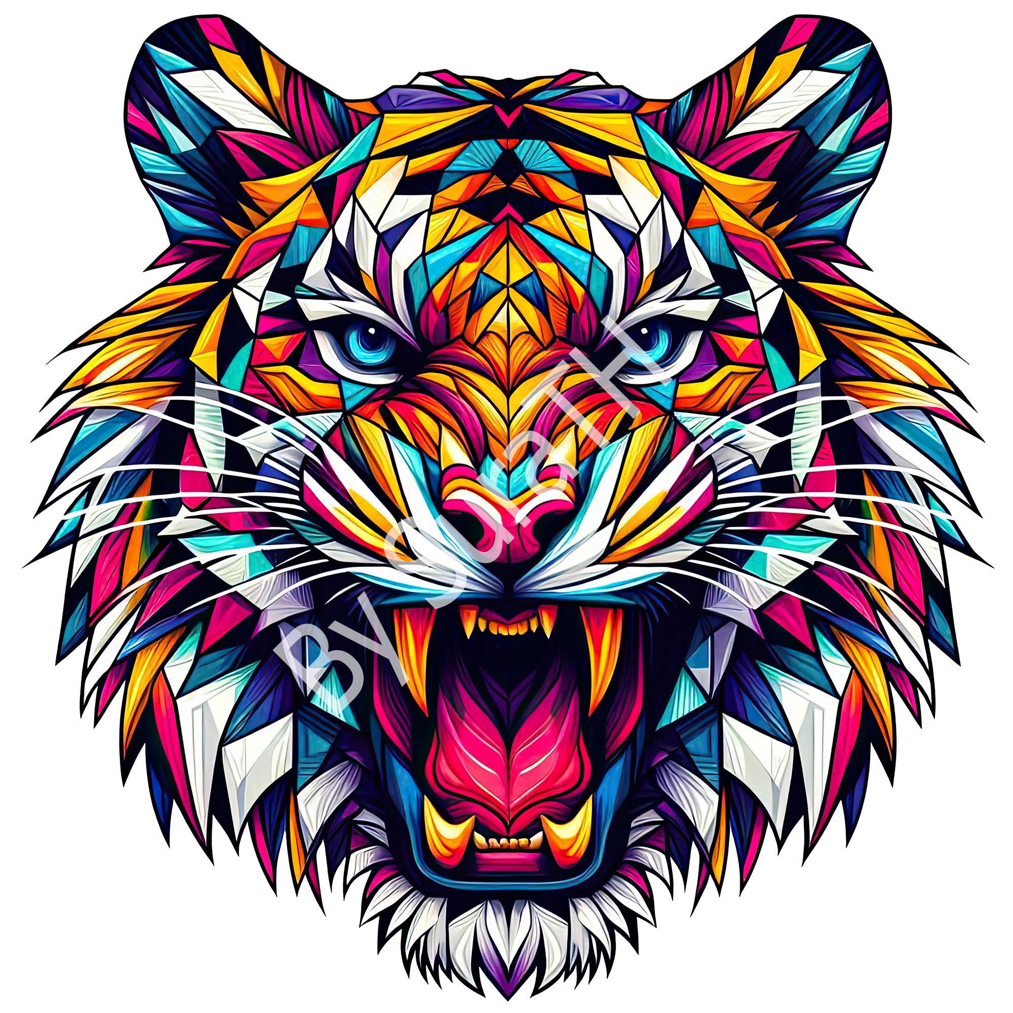 Geometric Tiger PNG, Tiger Art PNG, Tiger Clipart, Colorful Tiger ...