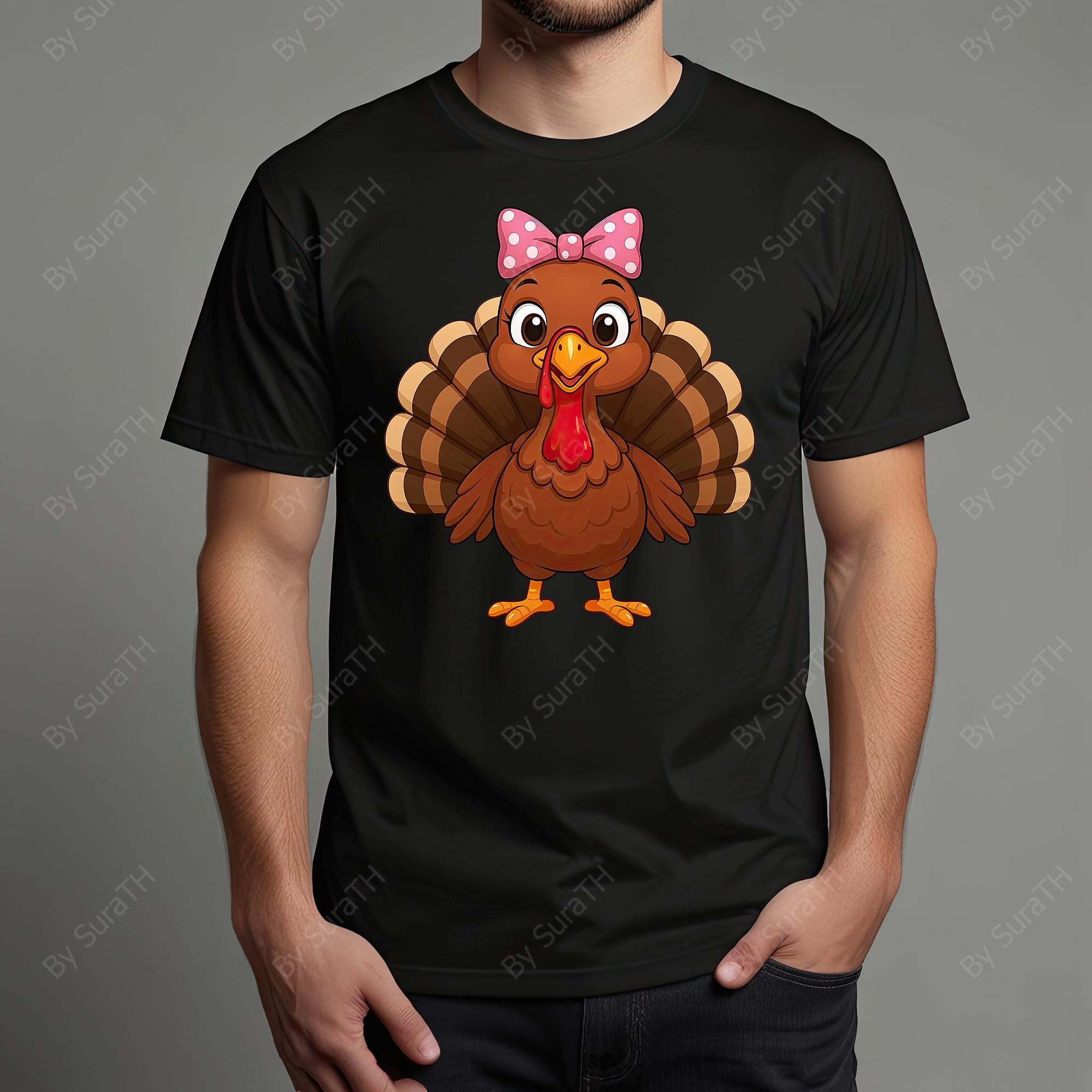 Turkey Pink Bow PNG, Funny Turkey Thanksgiving Clipart, Digital ...