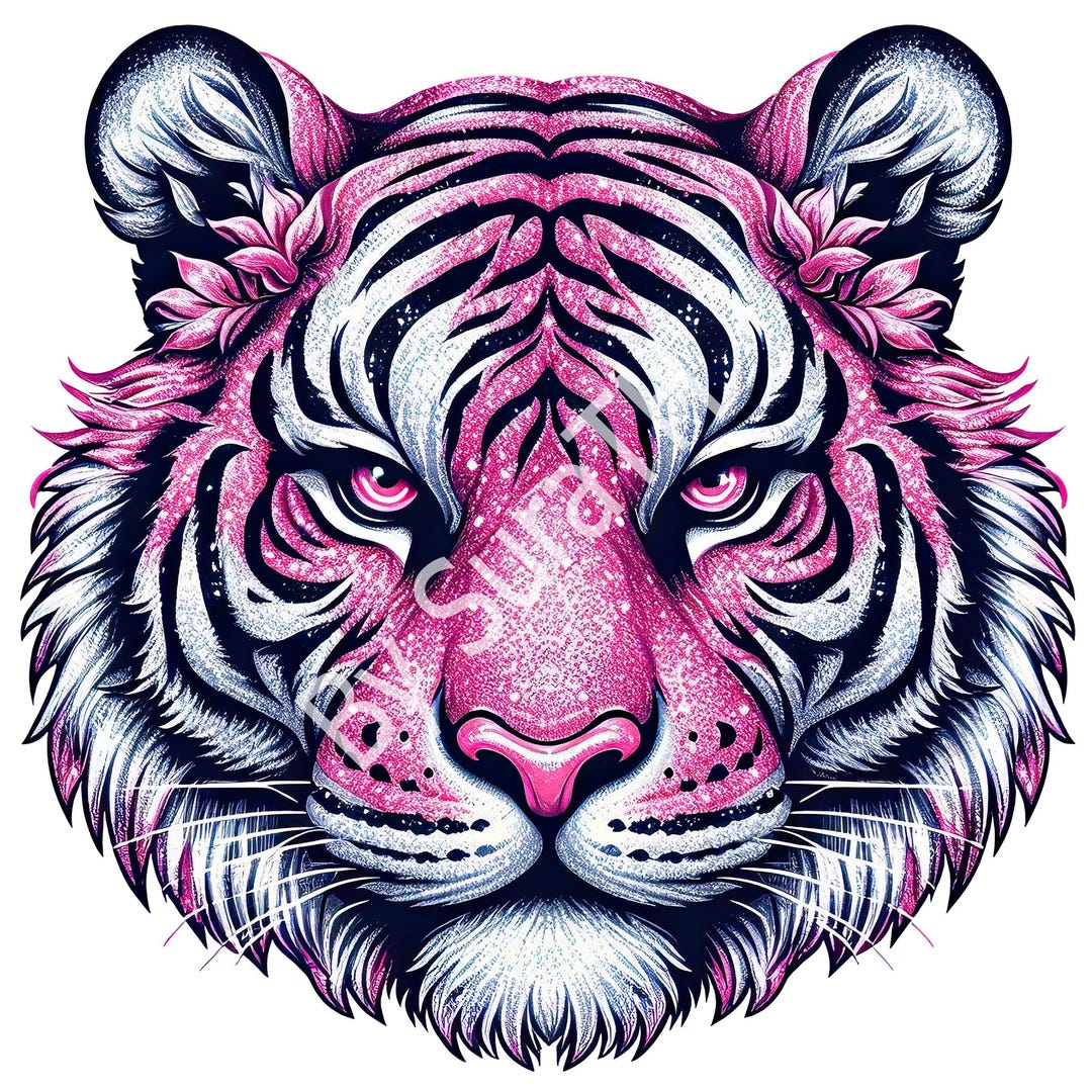 Pink Tiger Face PNG, Tiger Head Clipart, Cute Tiger Digital Download ...