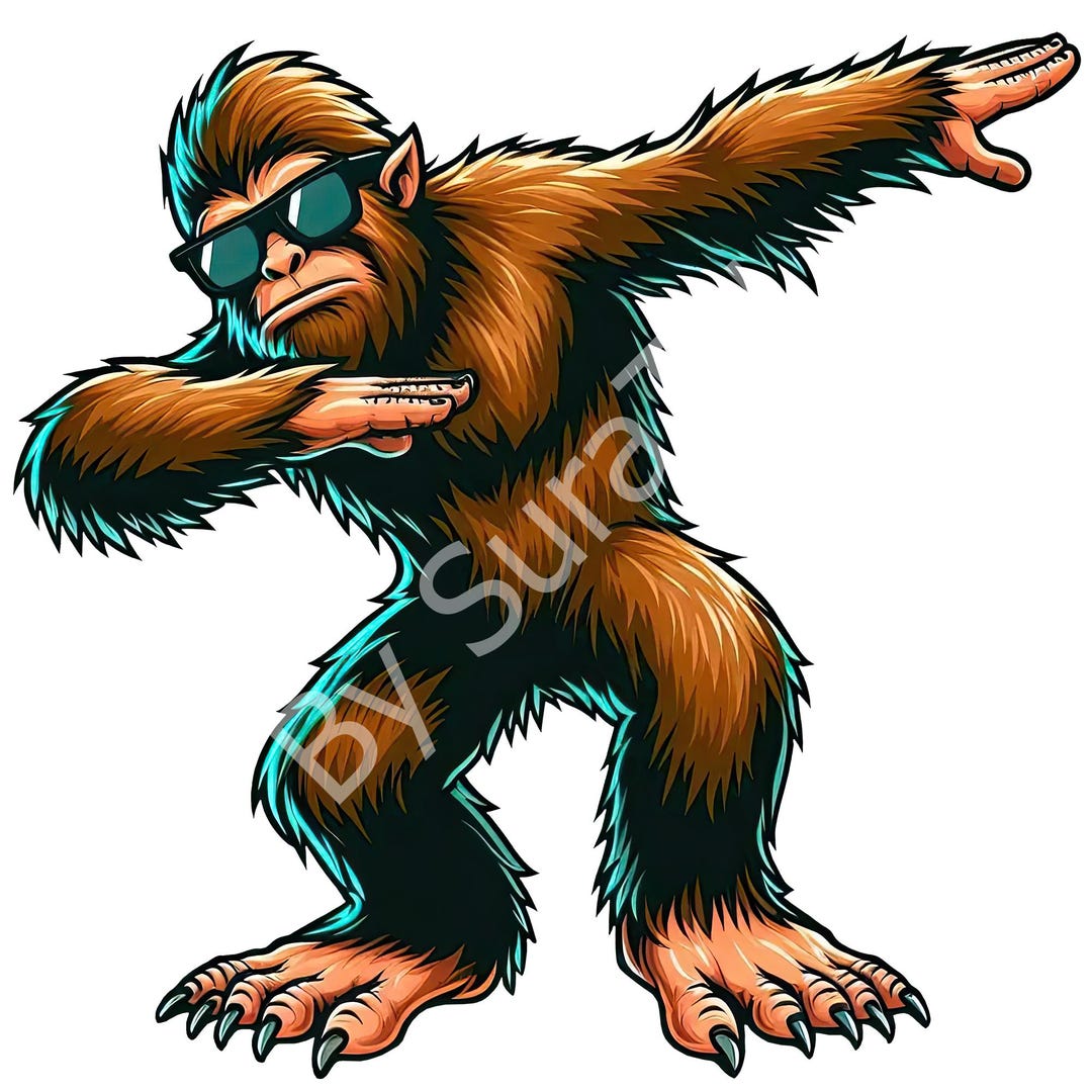 Dabbing Bigfoot PNG, Sasquatch, Yeti, Bigfoot Clipart, Funny Sasquatch ...