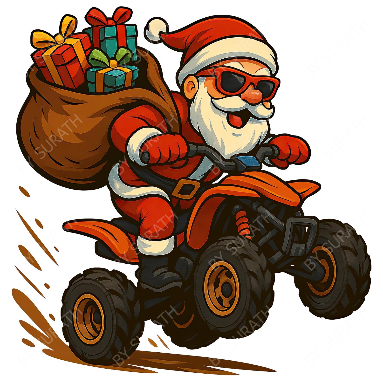 Funny Santa Riding ATV PNG, 3 Designs, Santa Christmas, Digital ...