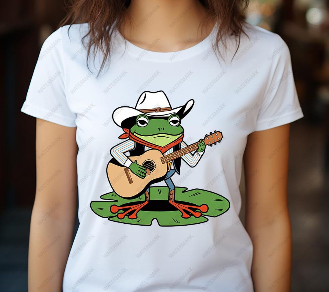 Frog Cowboy Playing Guitar PNG, Cowboy Frog PNG, Western Cowboy Frog ...