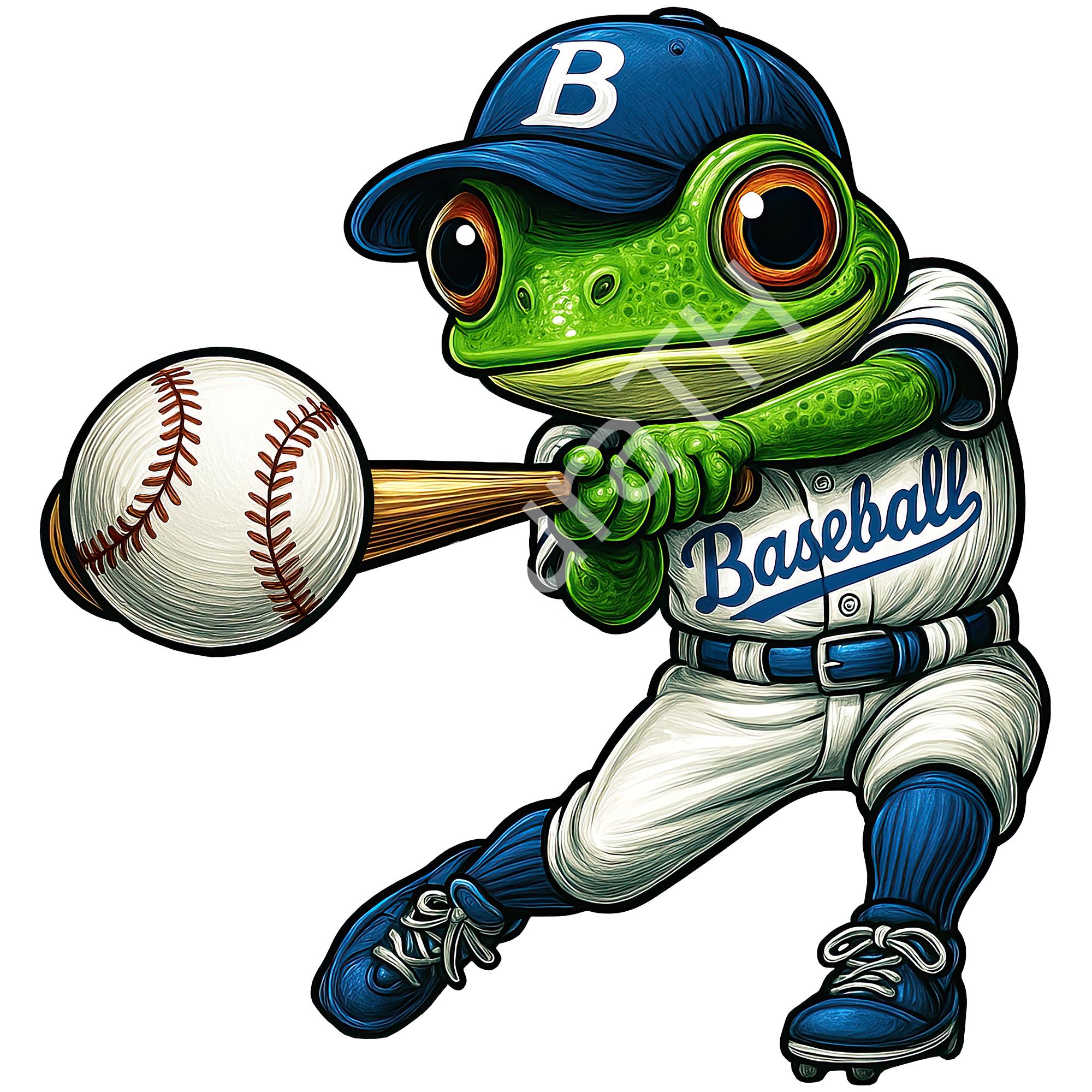 Frog Baseball PNG: Funny Animal Clipart for Sublimation (digital ...