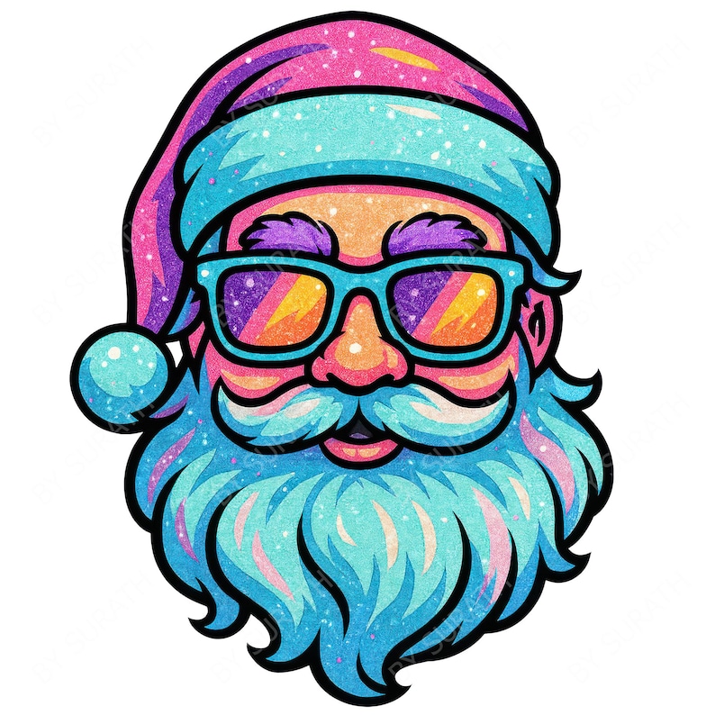 Santa Claus Sunglasses PNG, Funny Pastel Santa Clipart, Colorful ...