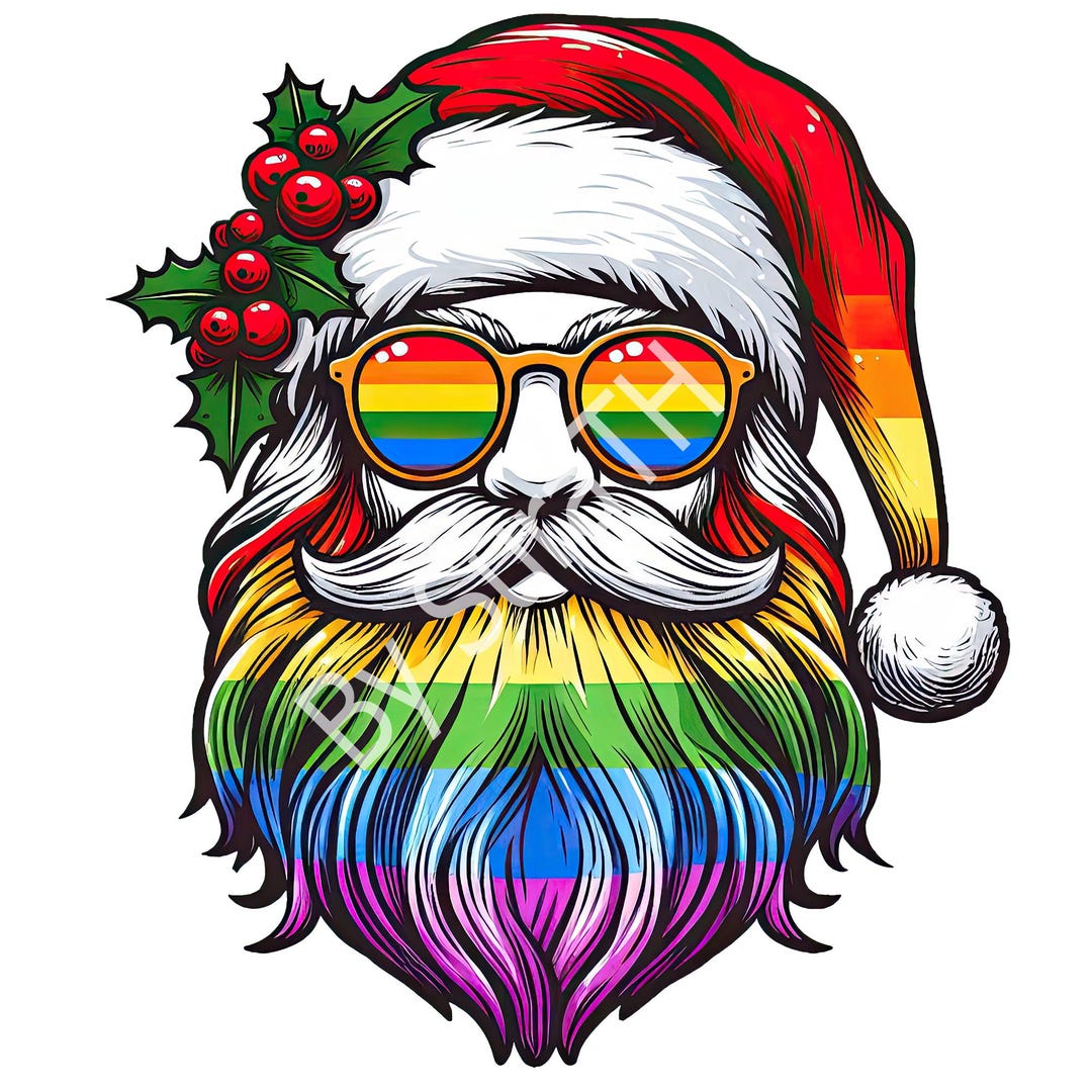 Gay Santa PNG, LGBT Christmas Clipart, Rainbow Santa Claus, LGBT Santa ...