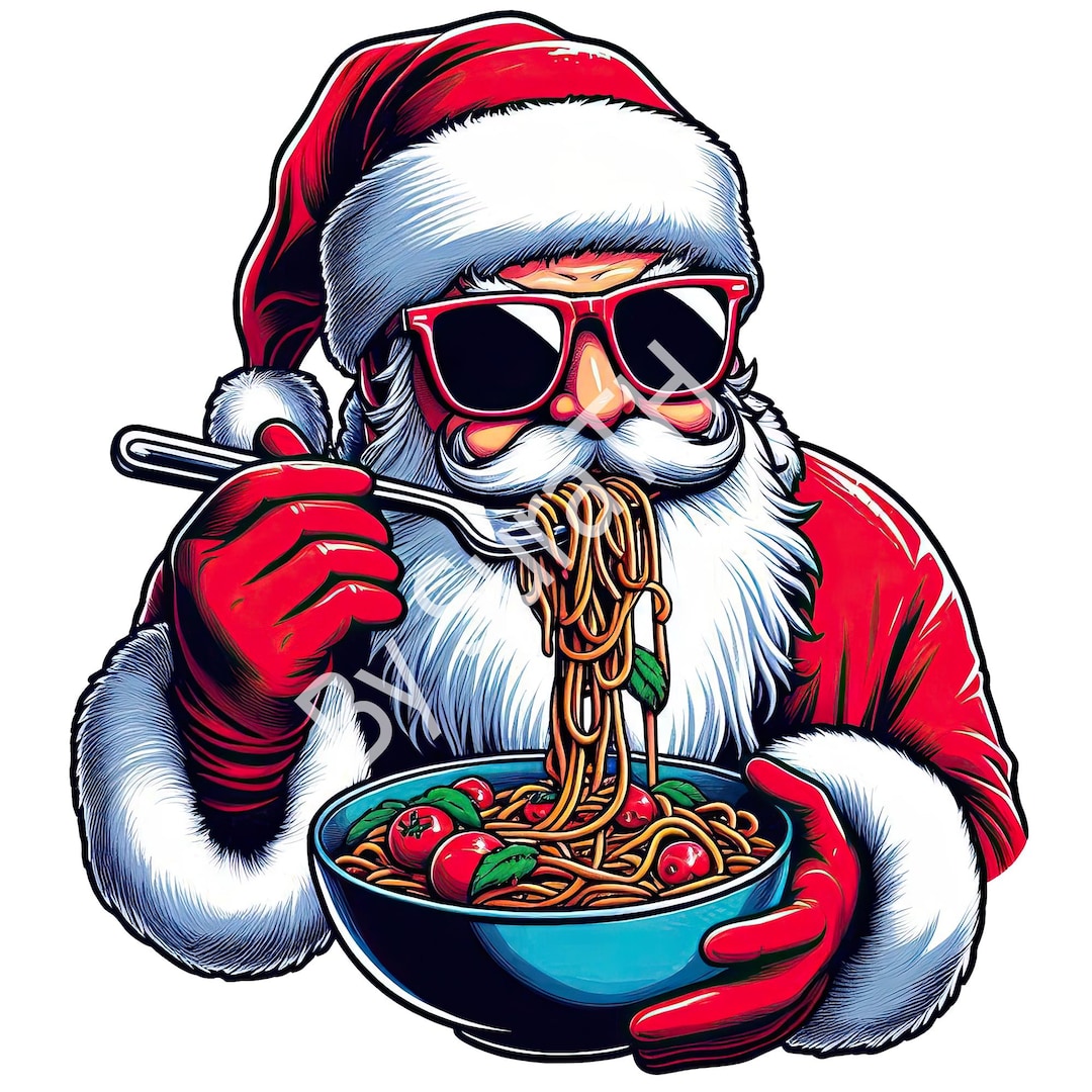Santa Eating Spaghetti PNG, Funny Santa Clipart, Santa Christmas, Funny ...