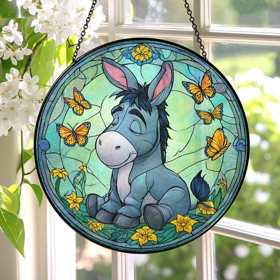 Disney Eeyore Stained Glass Suncatcher, Disney Eeyore Window Hanging ...