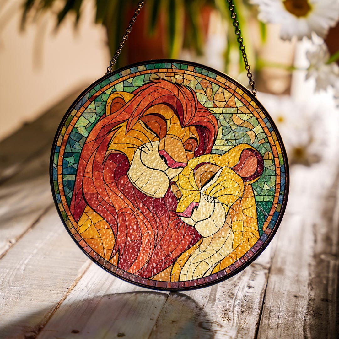 Disney Simba Lion King Stained Glass Suncatcher, Disney Lion King ...