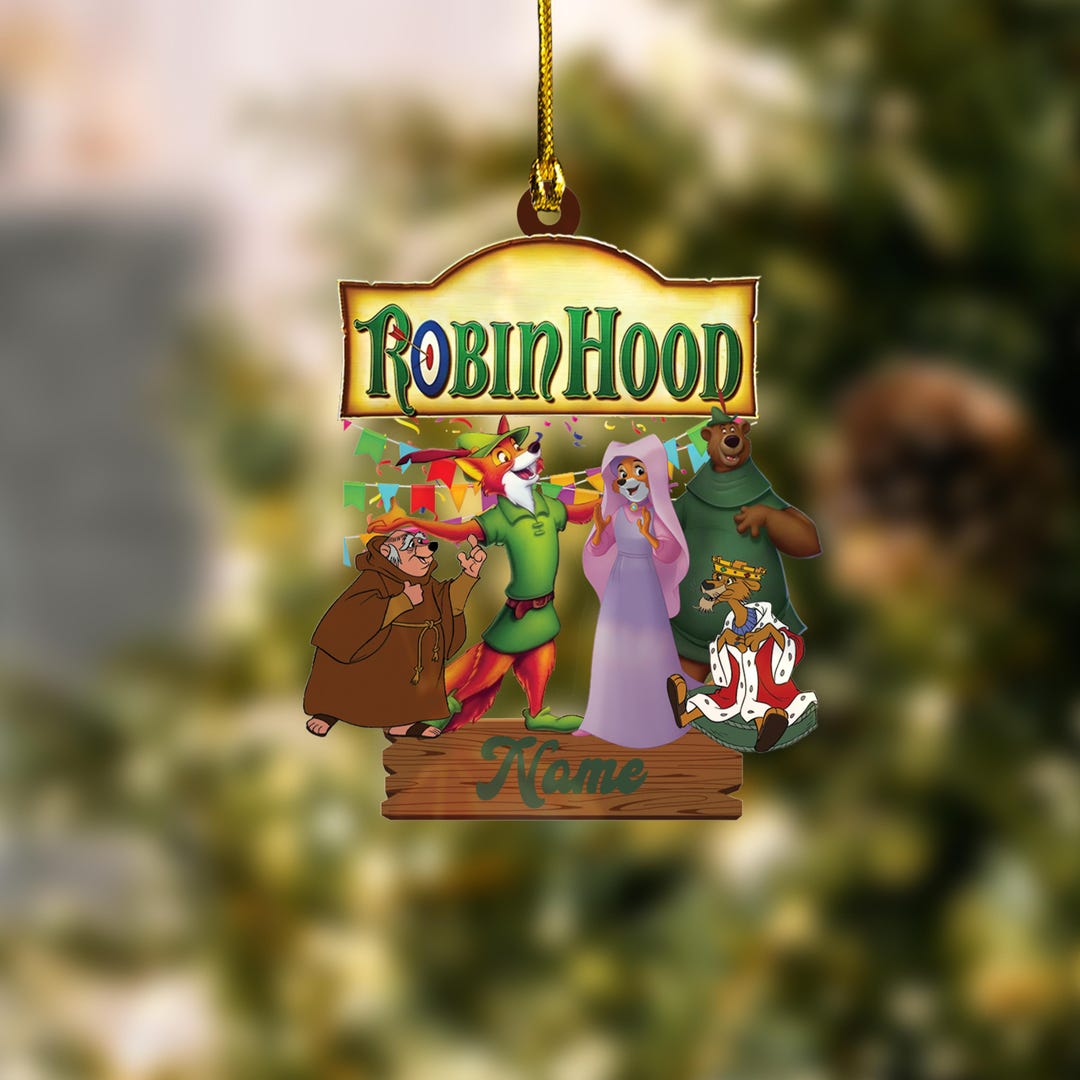 Personalized Robin Hood Ornament, Disney Robin Hood Characters Ornament ...
