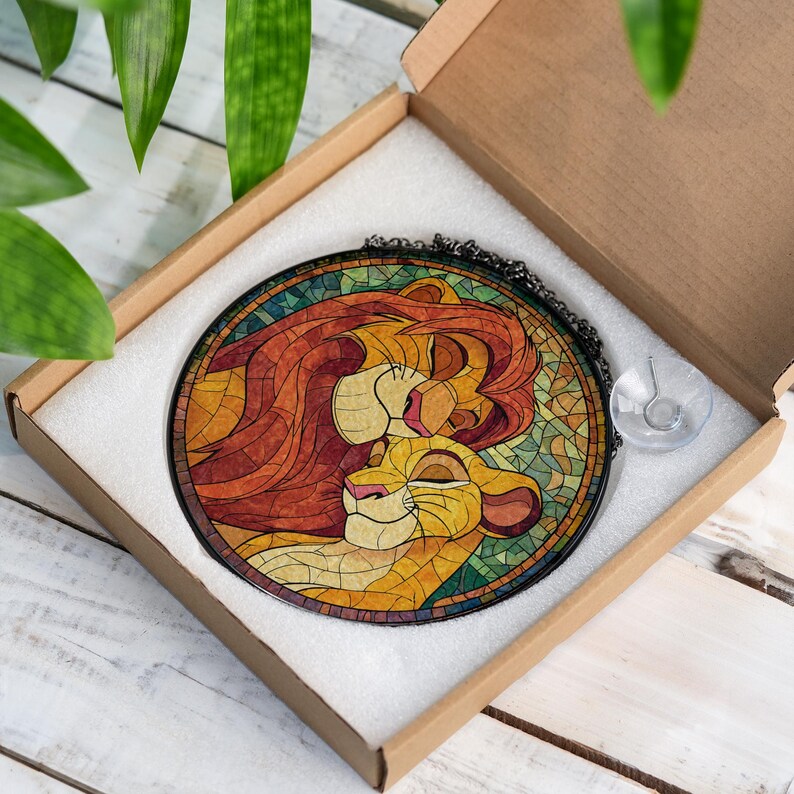 Disney Simba Lion King Stained Glass Suncatcher, Disney Lion King ...