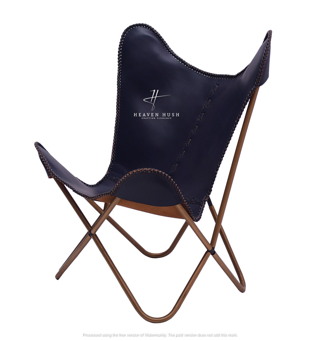 Leather Butterfly Chair Classic Dark Blue Buff Leather Butterfly Chair ...