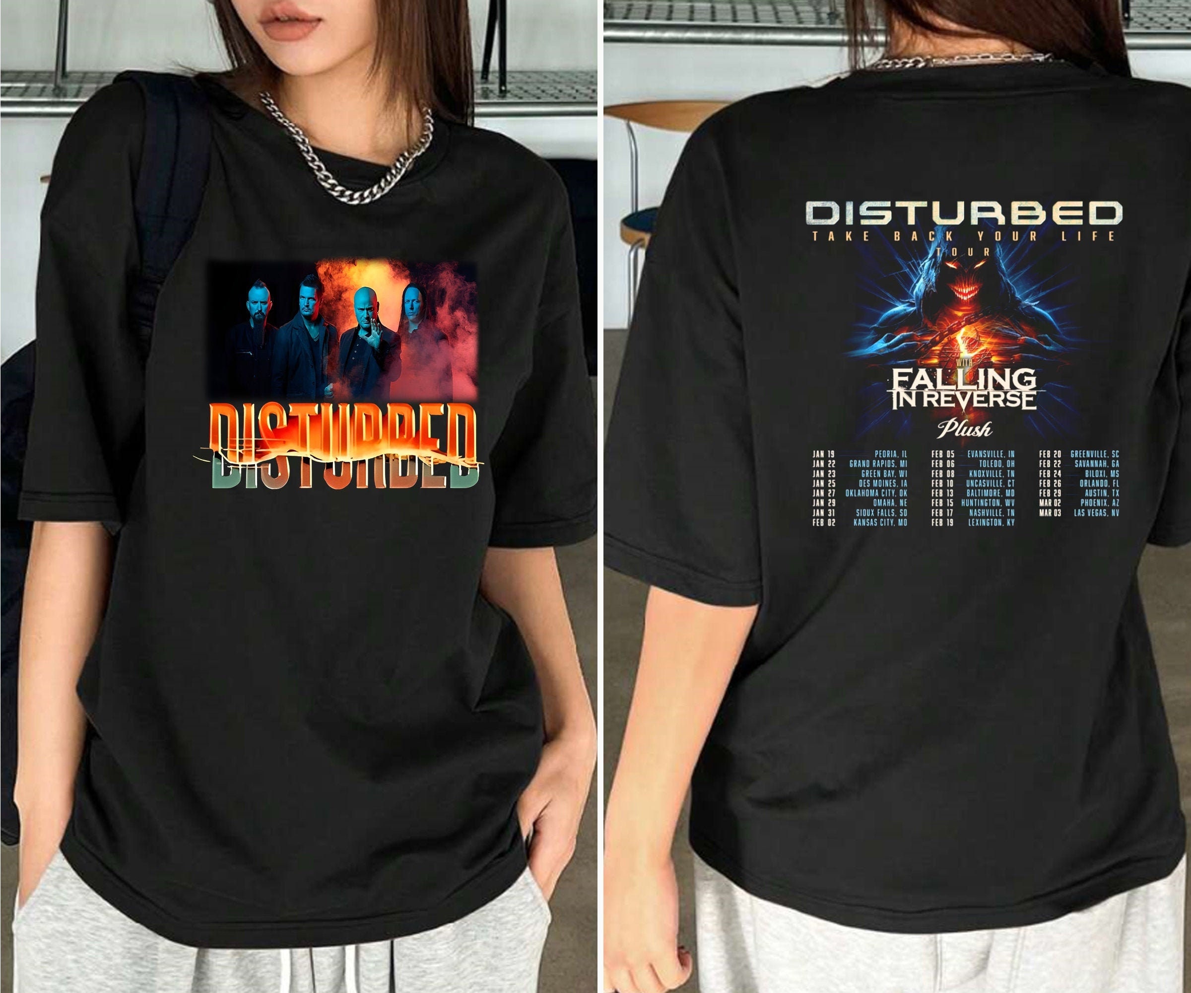Disturbed 2024 World Tour Take Back Your Life Tee, Vintage Concert ...