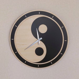 Ying Yang Wooden Wall Clock, Wooden Wall Clock, Wall Clock, Ying Yang ...