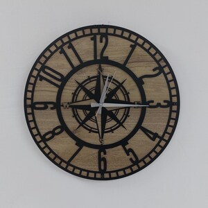 Large Compass Metal Wall Clock,wooden Compass Wall Clock,unique With ...