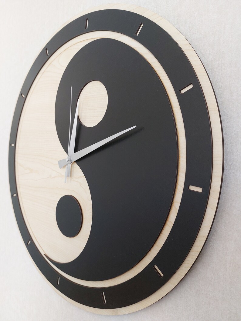 Ying Yang Wooden Wall Clock, Wooden Wall Clock, Wall Clock, Ying Yang ...
