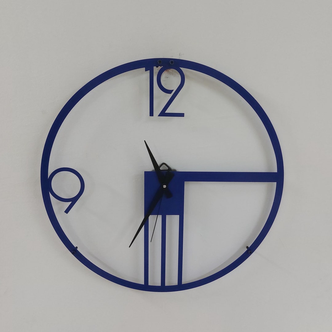 Blue Wall Clock, Large Navy Blue Clock, Small Wall Clock, Metal Wall ...