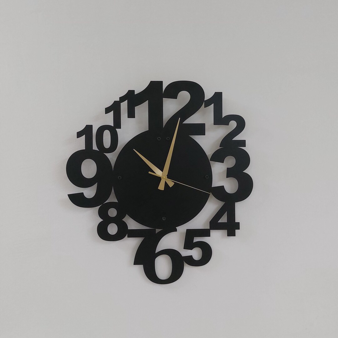 Metal Wall Clock With Latin Number, Black Modern Metal Wall Clock ...