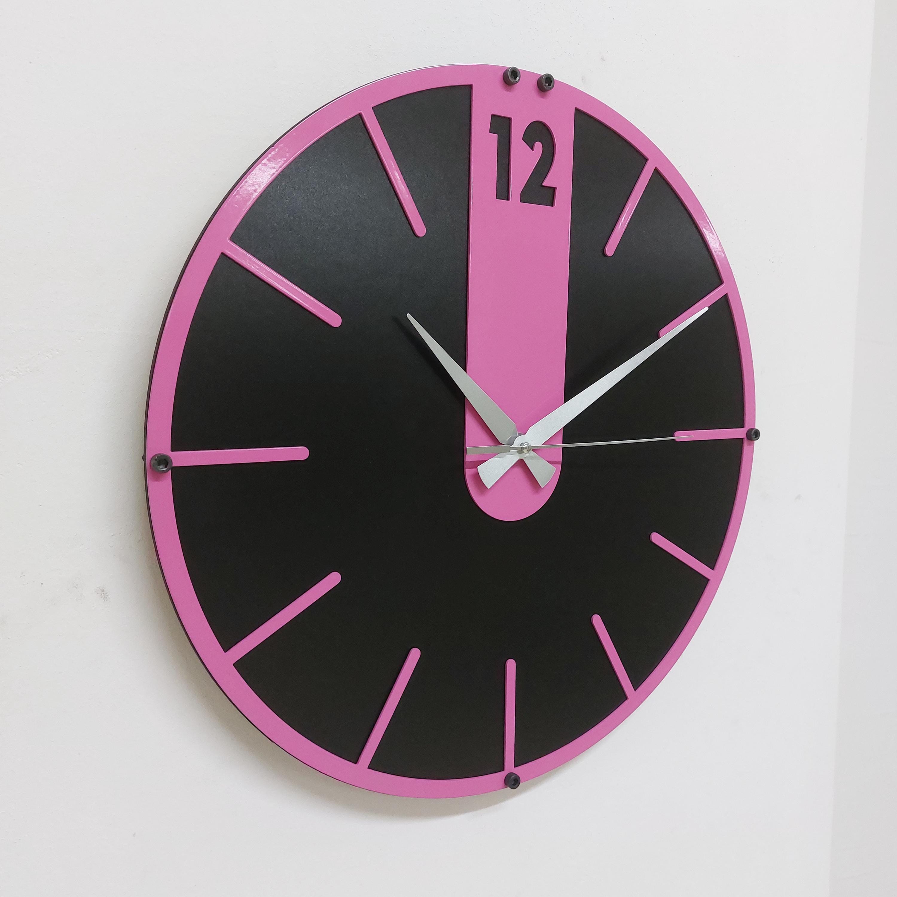 Pink Metal Wall Clock, Pink Color Wood and Metal Wall Clock, Unique ...