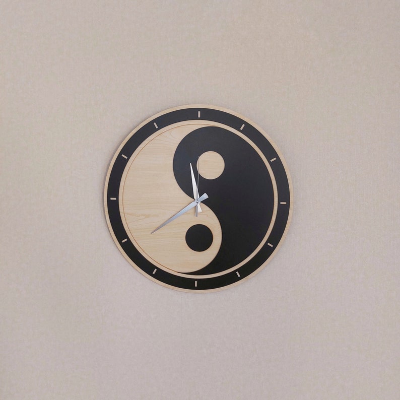 Ying Yang Wooden Wall Clock, Wooden Wall Clock, Wall Clock, Ying Yang ...