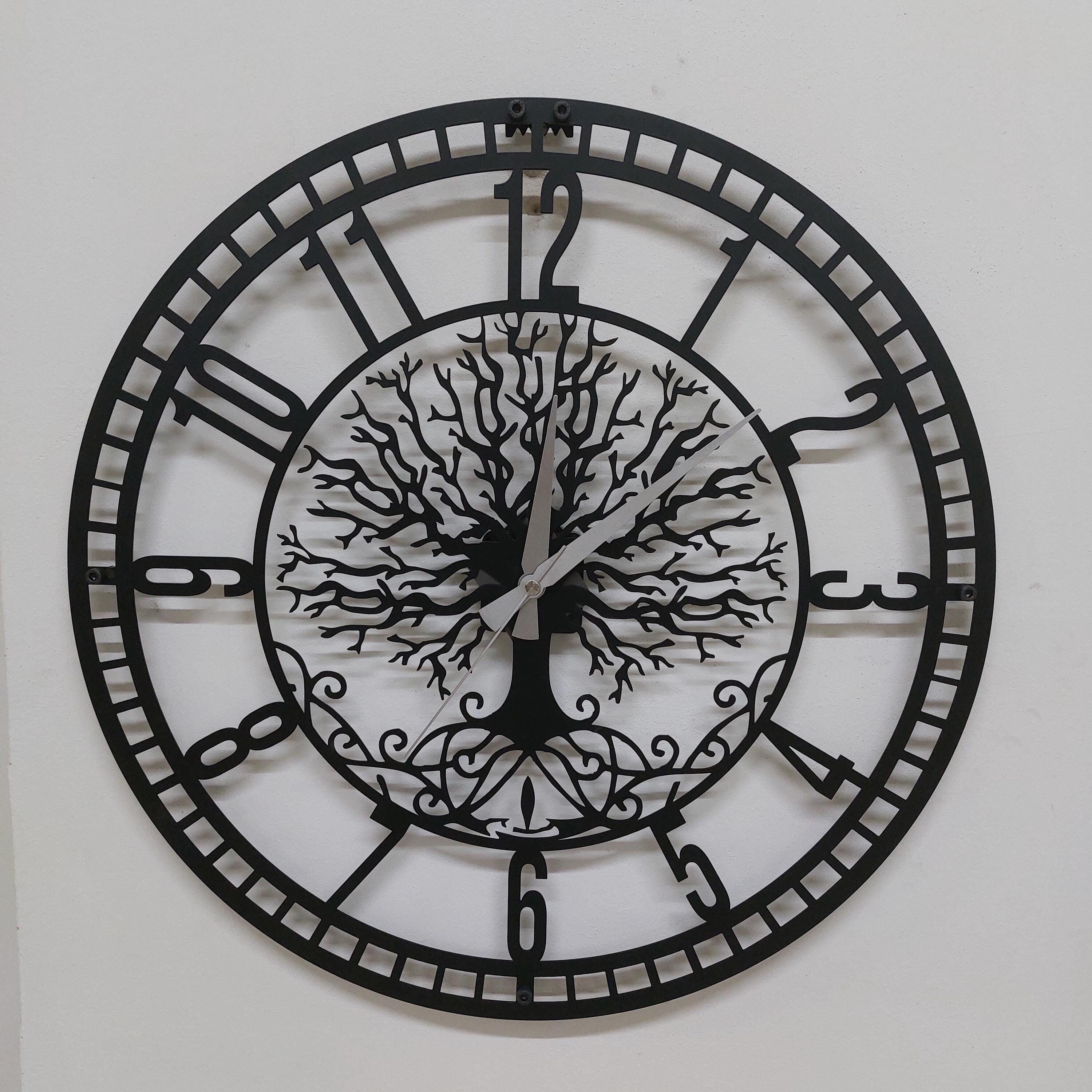 Large Black Metal Tree of a Life Clock, Viking Tree Decorative Clock ...