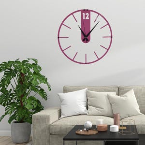 Large Pink Metal Wall Clock, Latin Numeral Pink Metal Wall Clock ...
