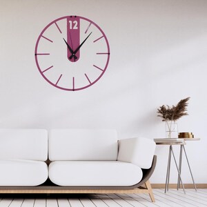 Large Pink Metal Wall Clock, Latin Numeral Pink Metal Wall Clock ...